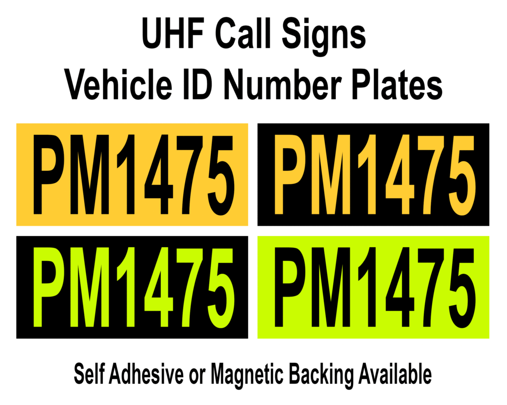 UHF Call Signs/Vehicle ID Number Plates - Southern Cross Industrial Group