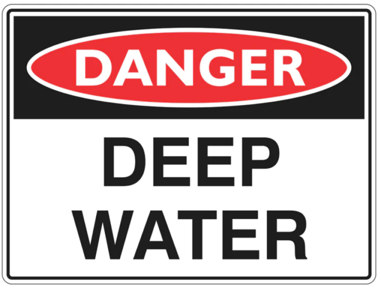 Danger Safety Sign/Stickers - Deep Water - Southern Cross Industrial Group