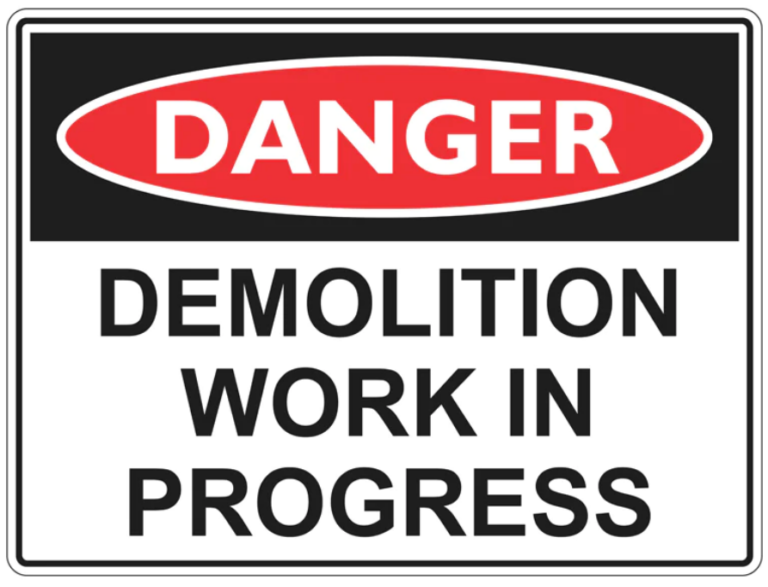 Danger Safety Sign/Stickers - Demo Work In Progress - Southern Cross ...