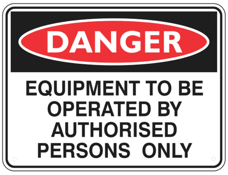 Danger Safety Sign/Stickers - Equipment Operated by Auth Personnel Only ...