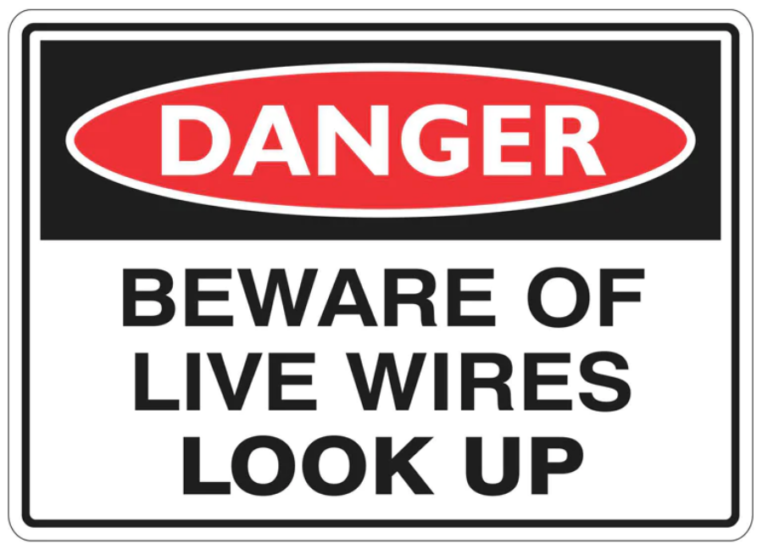 Danger Safety Sign/Stickers - Beware of Live Wires - Southern Cross ...