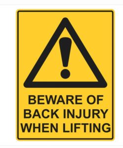 Warning Safety Sign/Stickers - Beware of Back Injury When Lifting ...