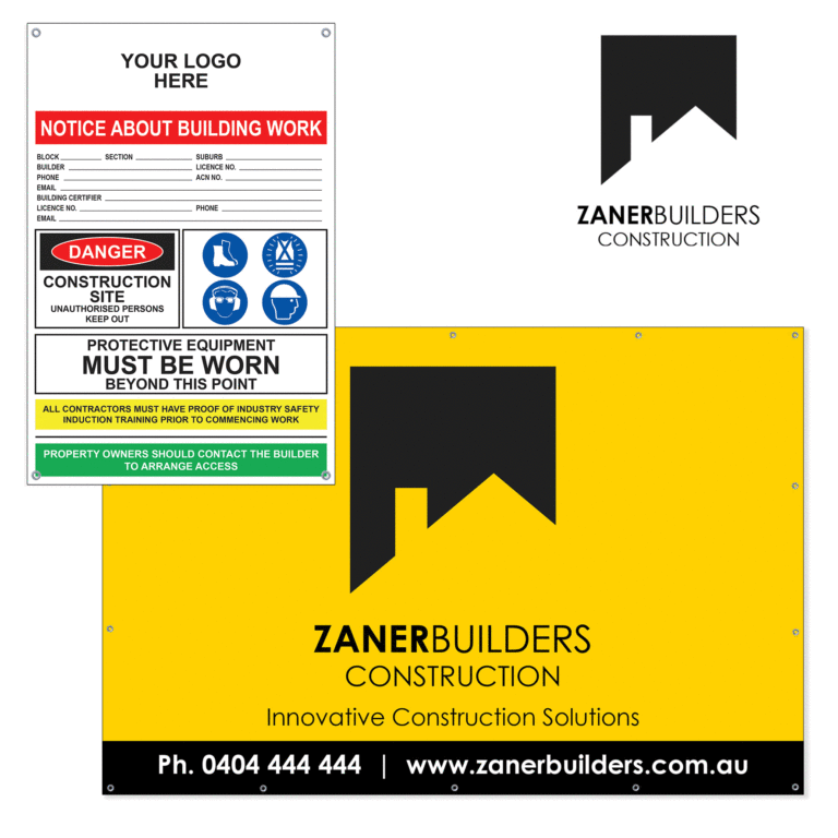 Custom Site Safety Tradie Pack - Regular Corflute Signs & Banner Mesh ...